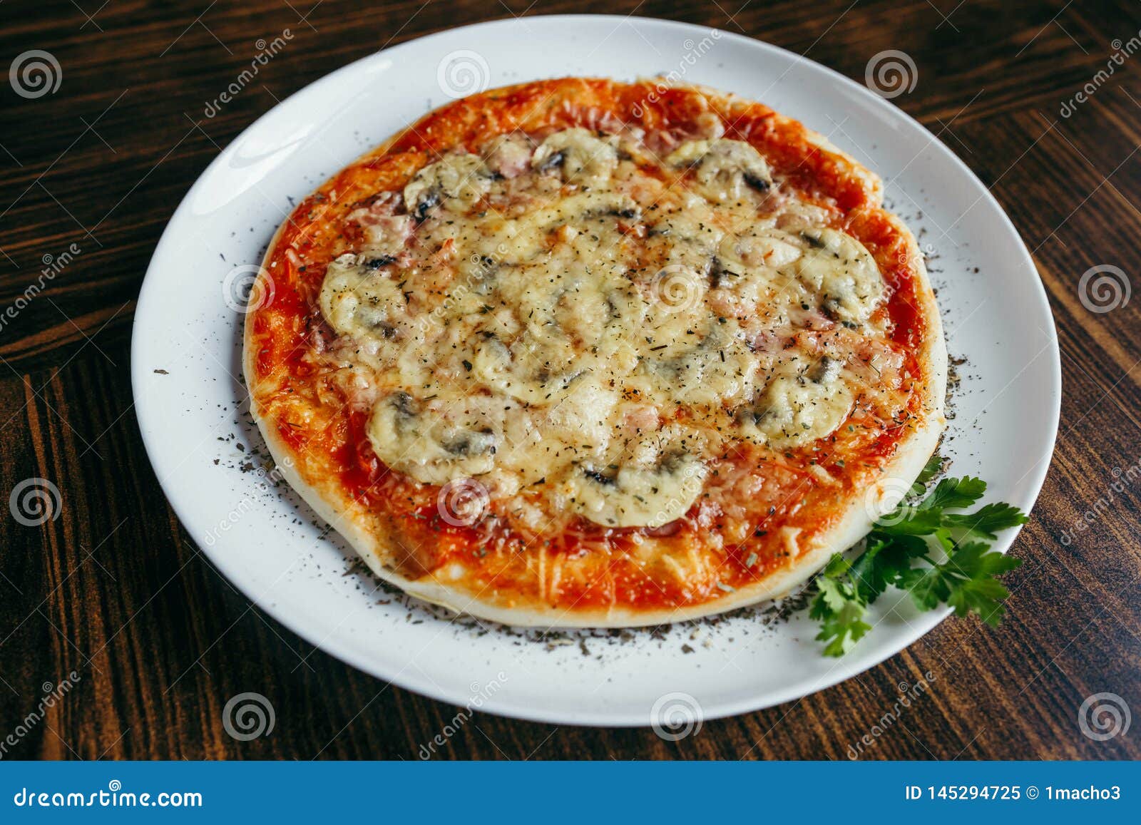 Hot Pizza Slice with Melting Cheese on a Wooden Table Stock Image ...