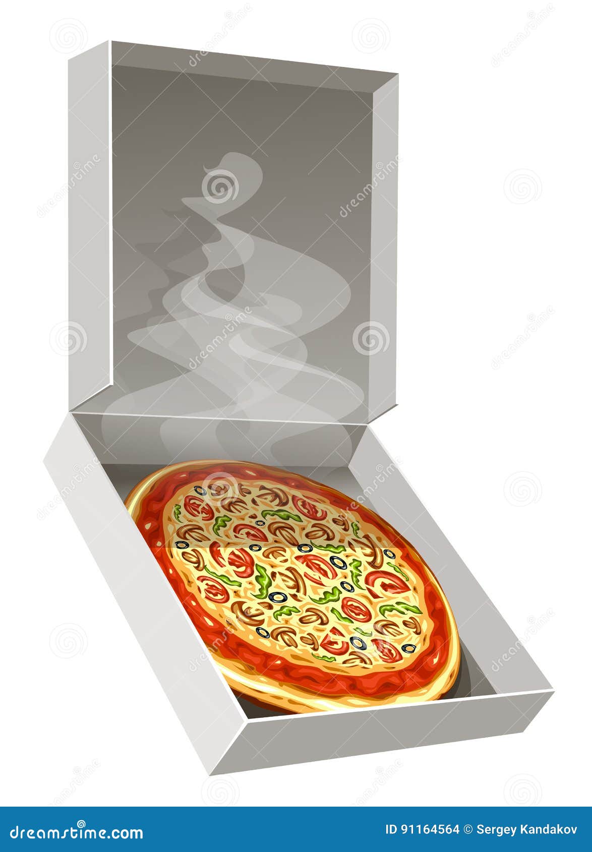 Pizza Box. Open And Closed Pizza Pack, Top View Paper White Carton ...