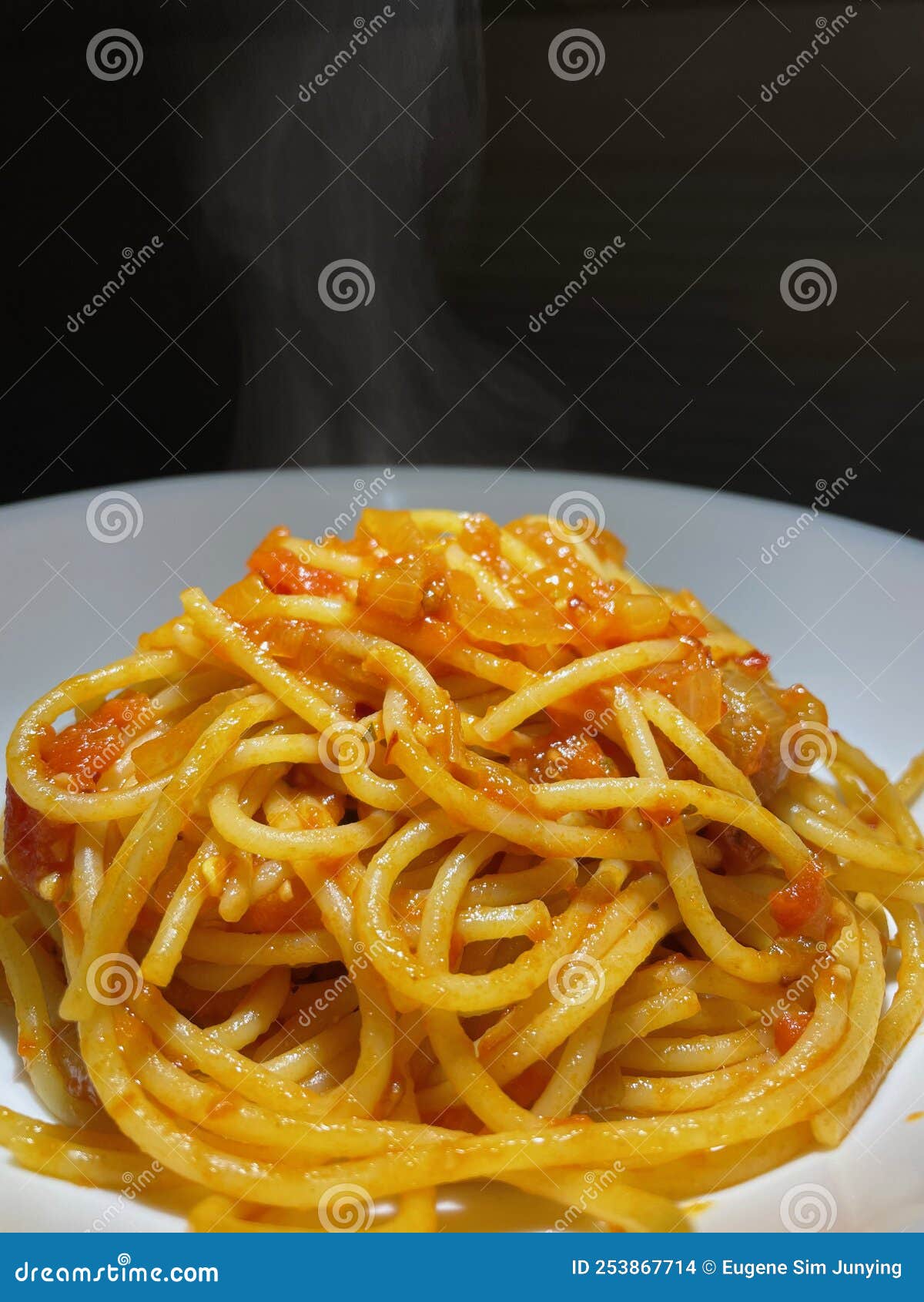 Hot Plate of Tomato Pasta with Steam Stock Photo - Image of italy ...