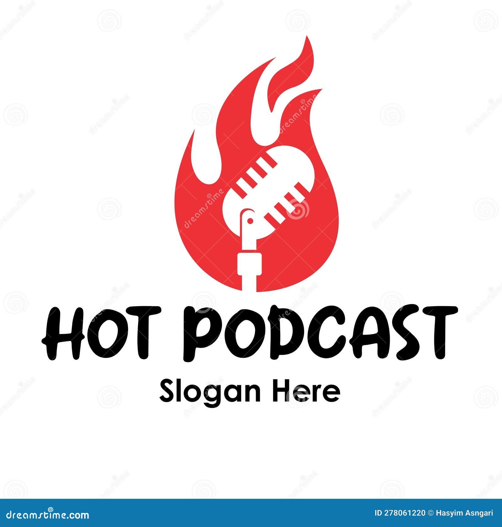 Hot Podcast Logo Design Concept Stock Illustration - Illustration of ...