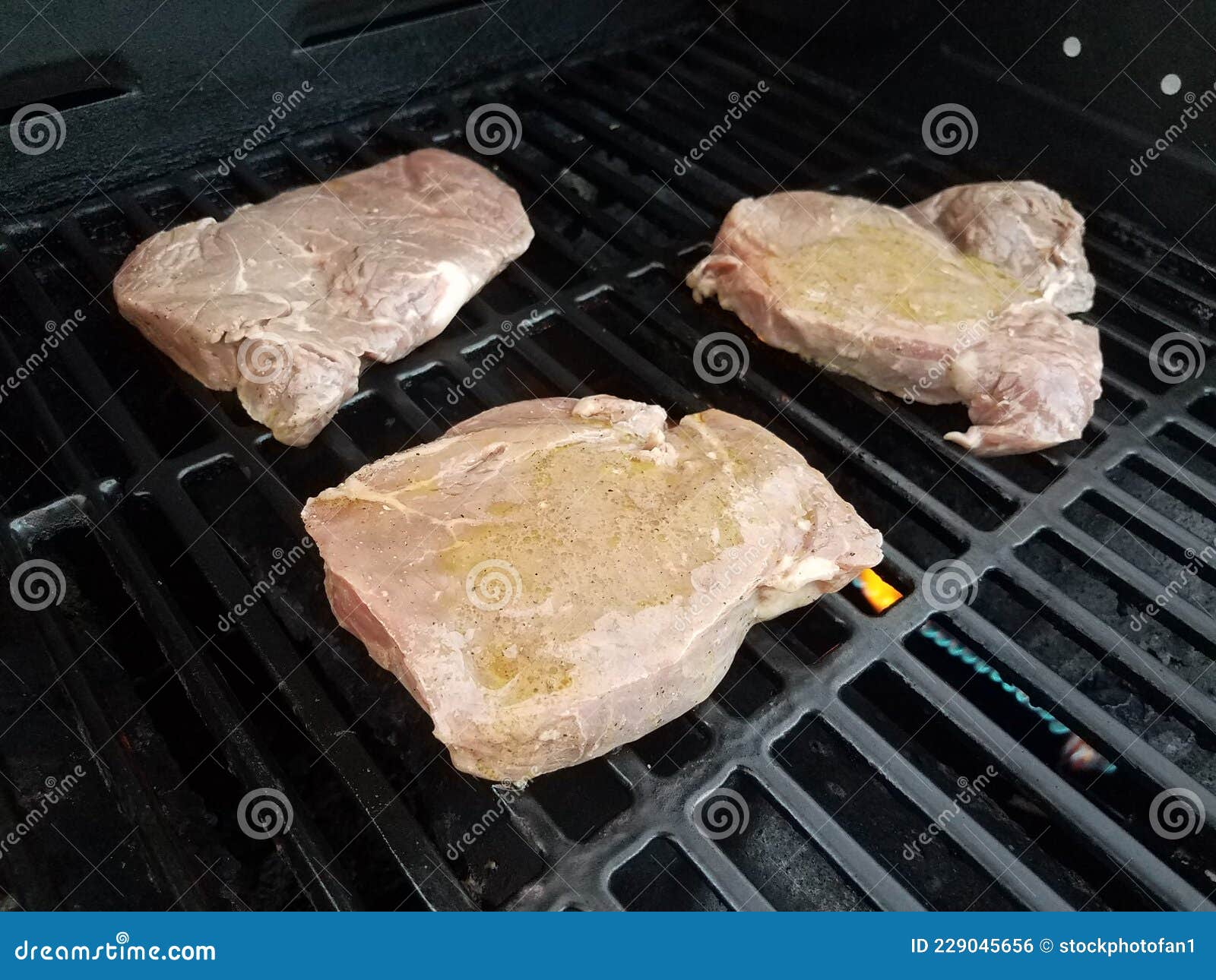 Hot Raw Meat Grilling or Cooking on a Barbecue Stock Photo - Image of ...