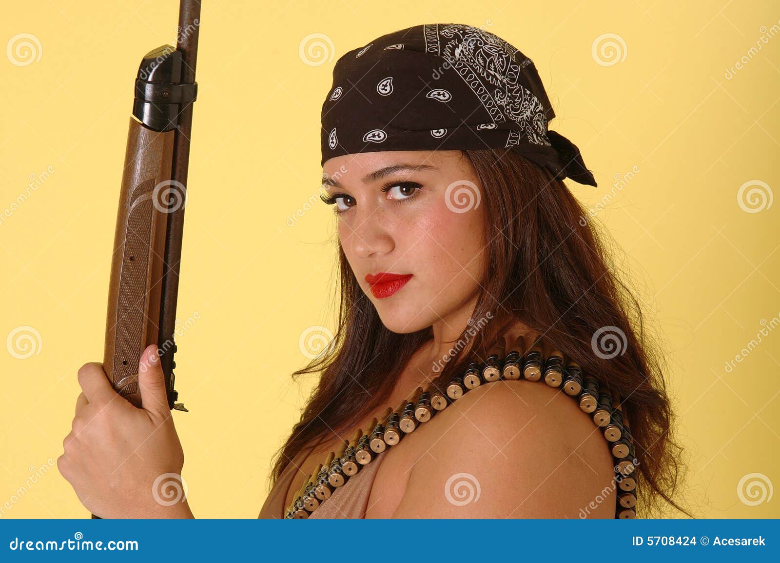 Hot rebel girl with gun stock photo. Image of hunt, woman - 5708424