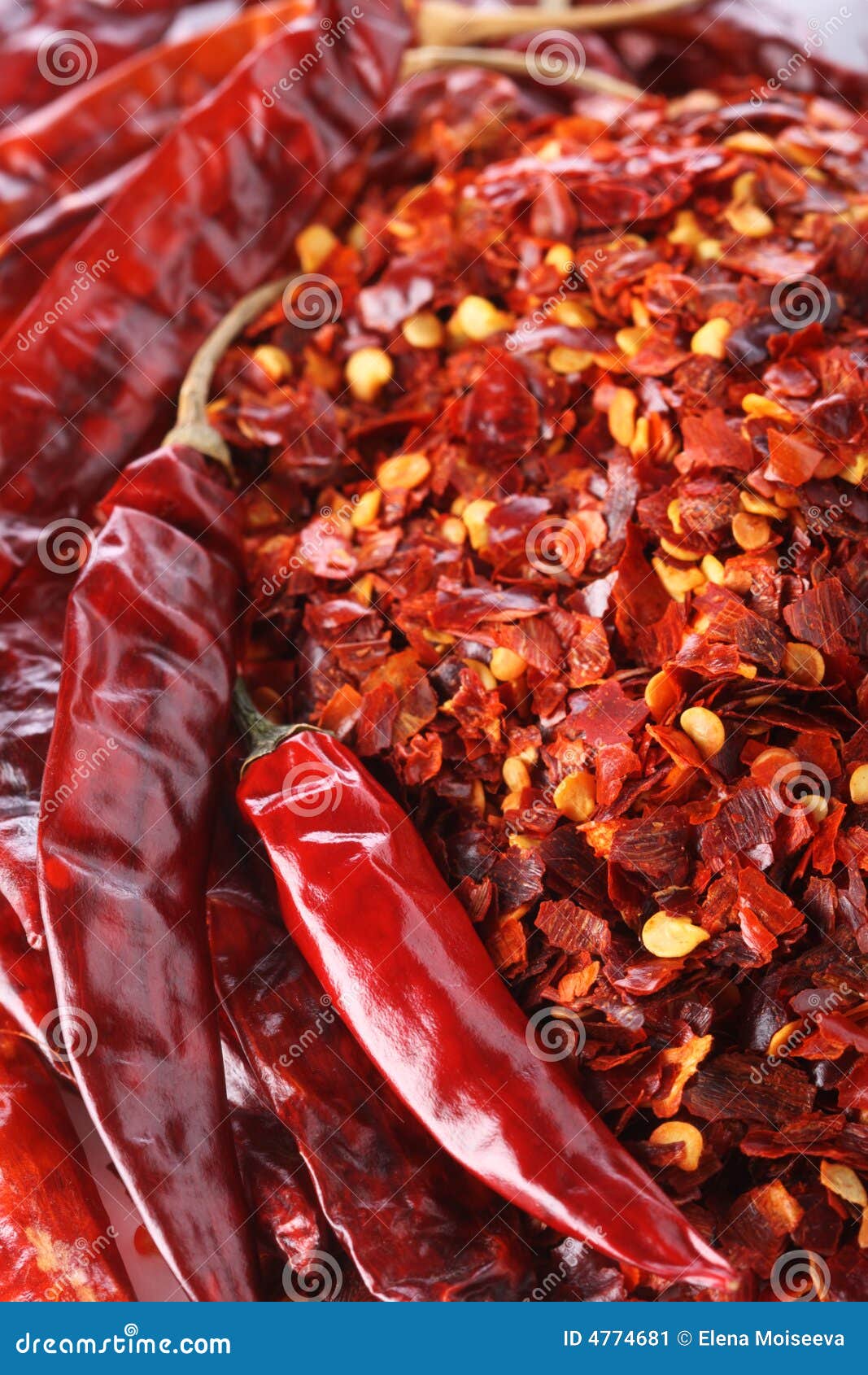 Hot Red Chilli Chillies Pepper Whole and Crushed Stock Image - Image of ...