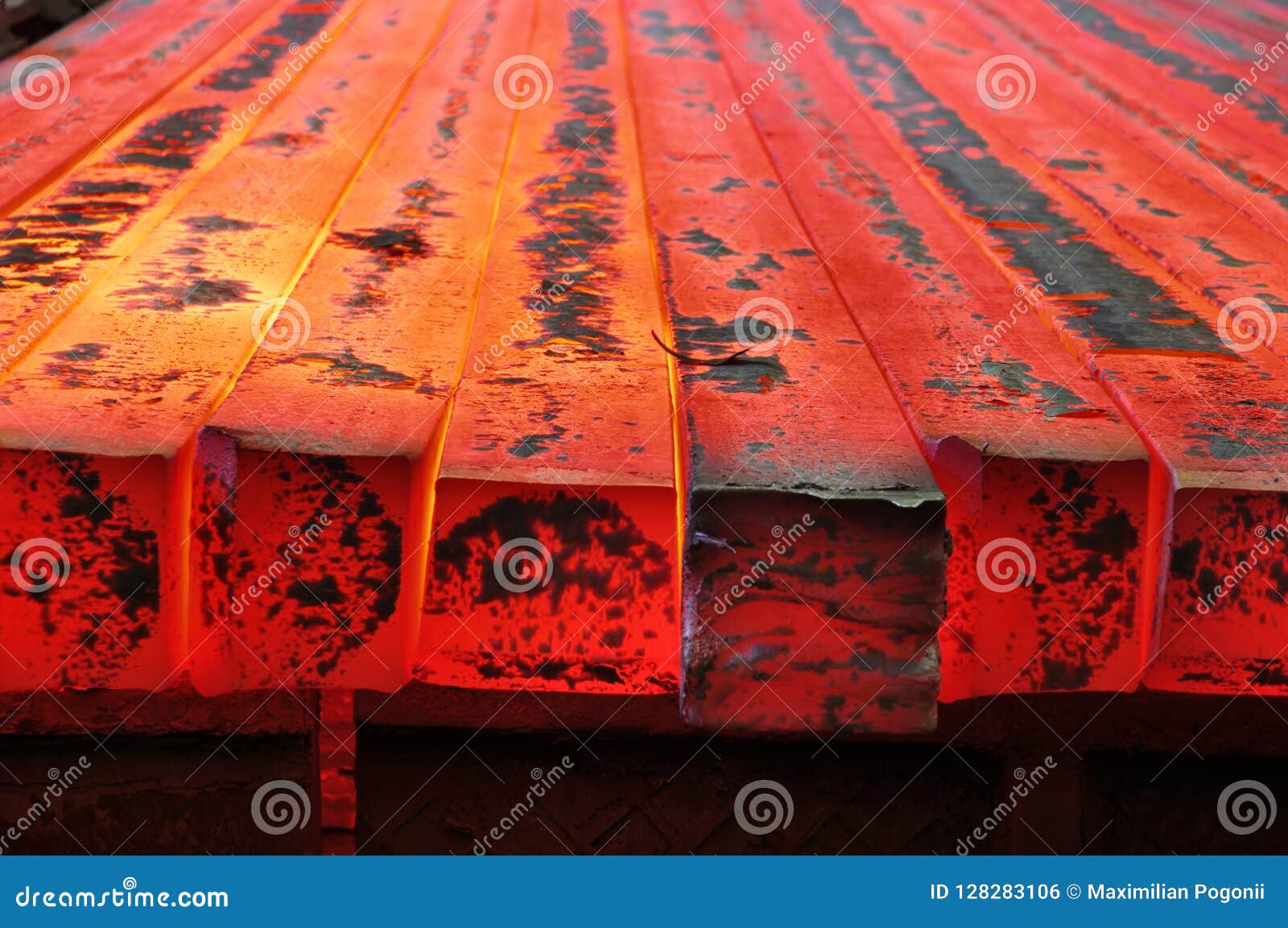 Hot red metal blank billet stock photo. Image of molten - 128283106