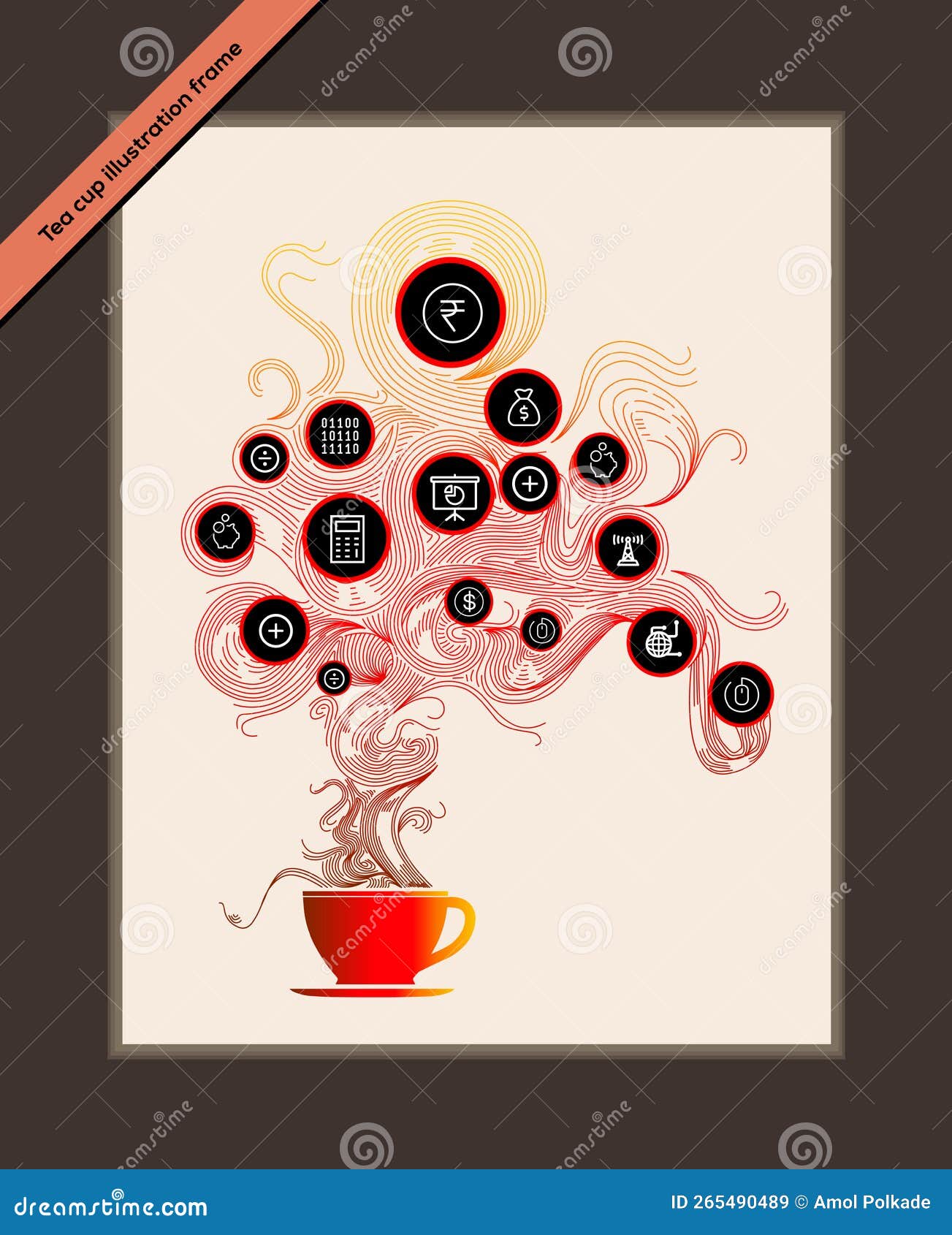 Hot Red Tea Cup Steam Illustration Vector Poster Stock Vector ...