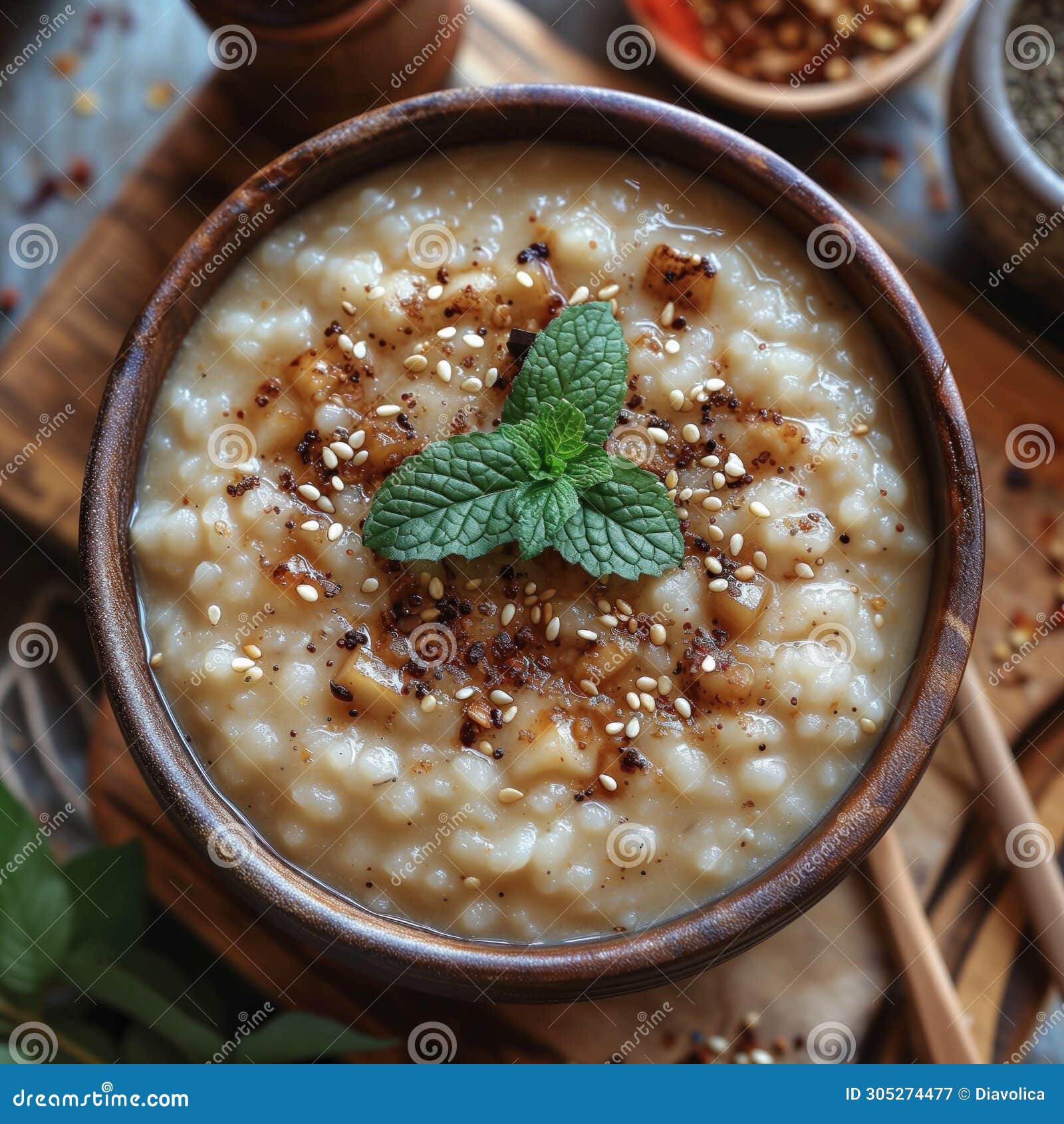 Hot rice in a bowl closeup stock illustration. Illustration of spicy ...