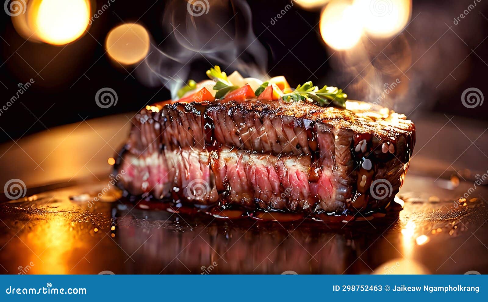Hot roast beef steak stock image. Image of sauce, restaurant - 298752463