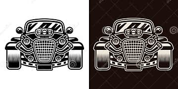 Hot Rod Car Front View Set of Objects in Two Styles Vector Illustration ...