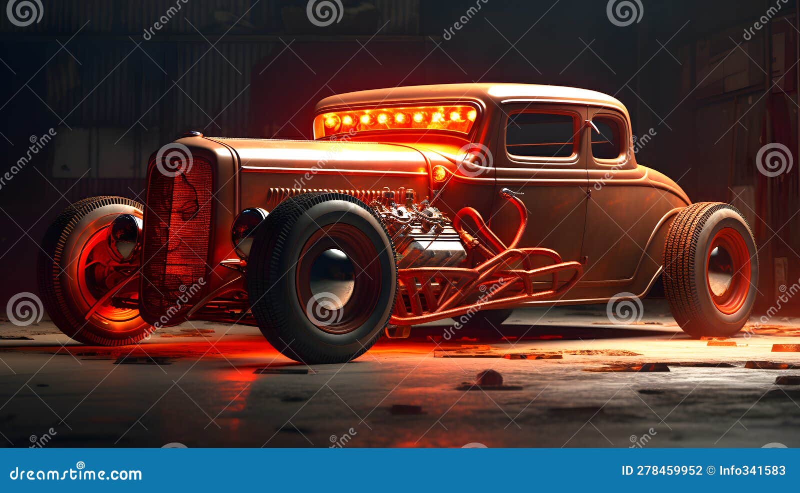 Hot Rod Custom Engine Hyper-realistic Textures Dynamic Li Generative AI ...