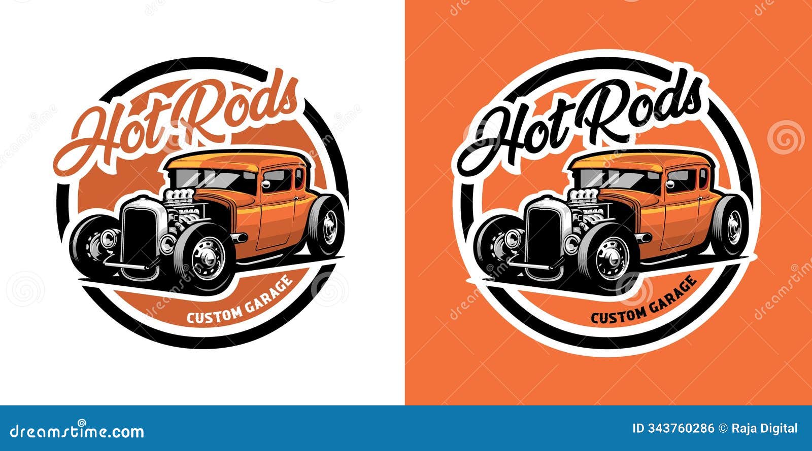Hot Rod Custom Garage Car Logo Vector Circle Emblem Isolated Stock ...