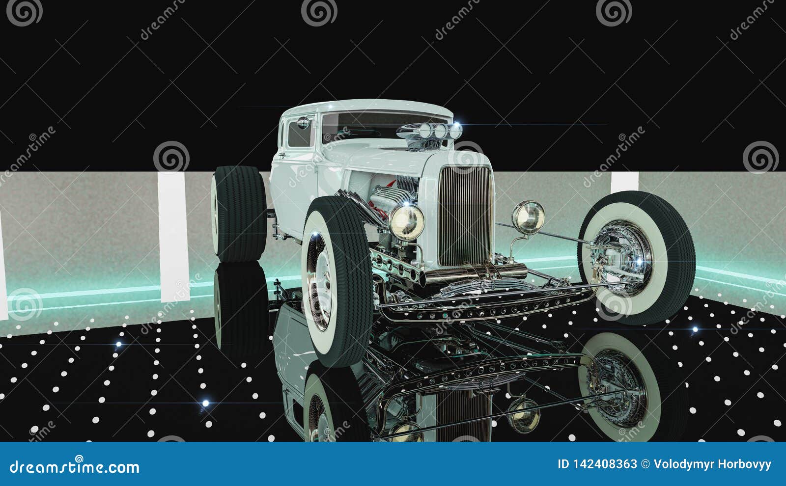 Hot Rod 3D render stock image. Image of dark, background - 142408363