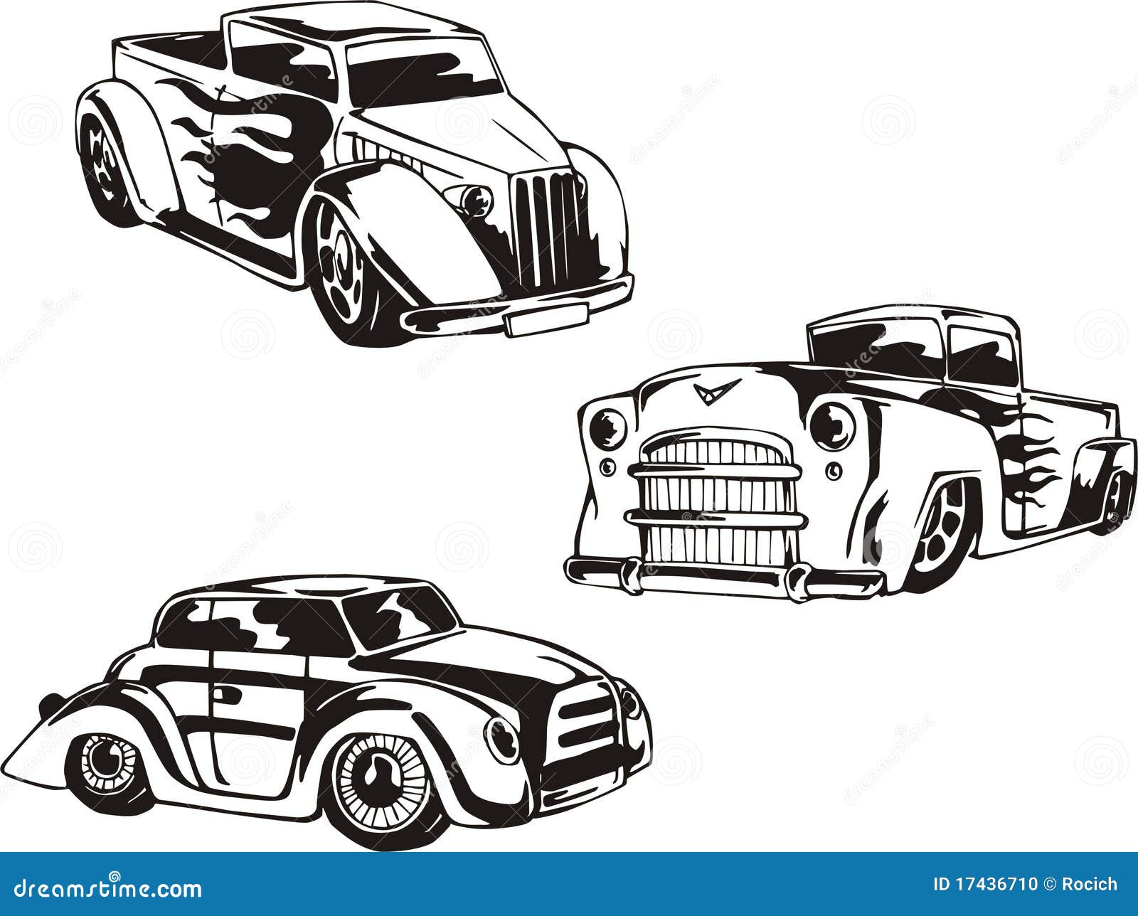 Hot Rod Designs with Flames Stock Vector - Illustration of white, rods ...