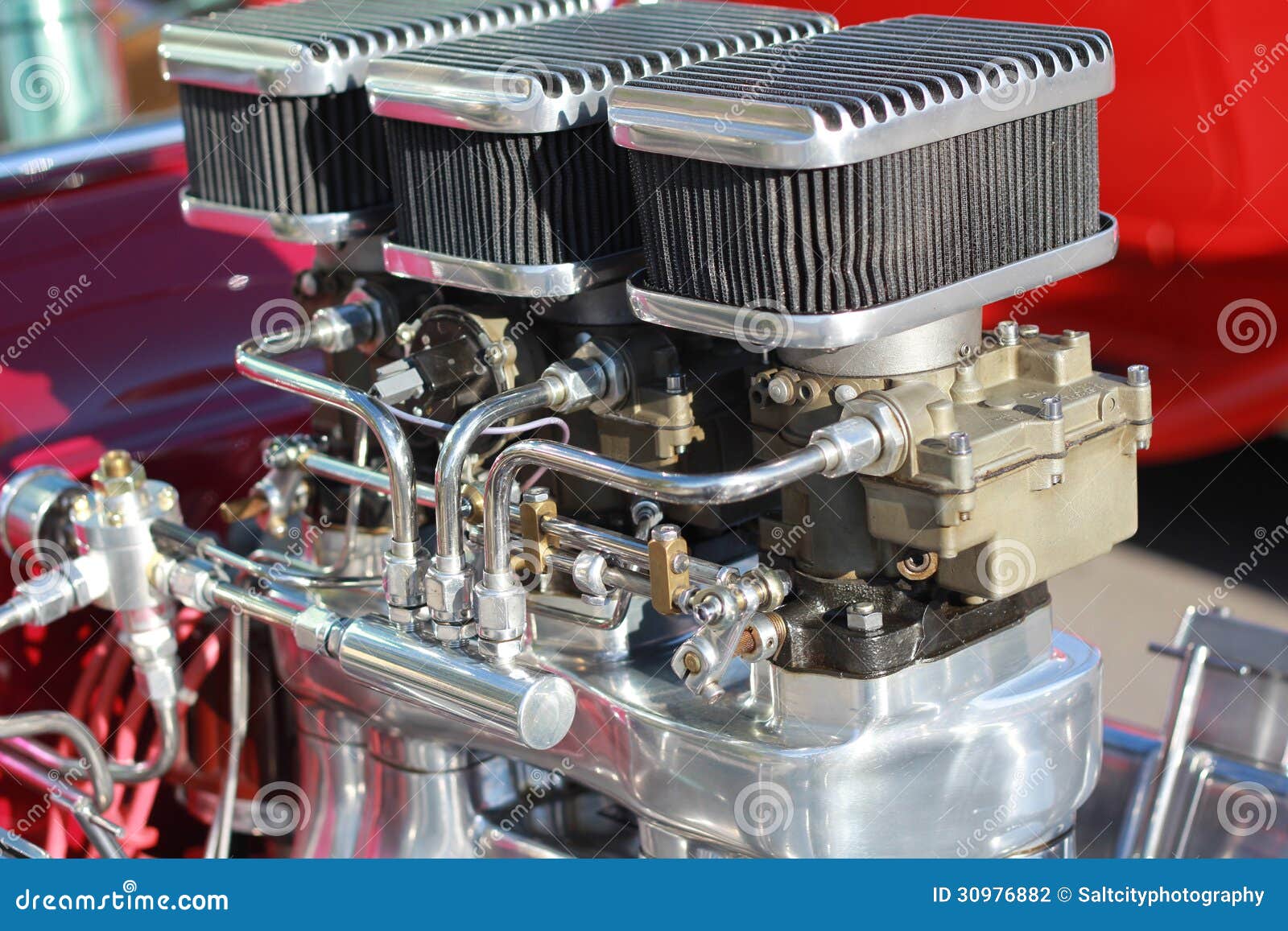 Hot Rod Engine stock photo. Image of cover, carb, gold - 30976882