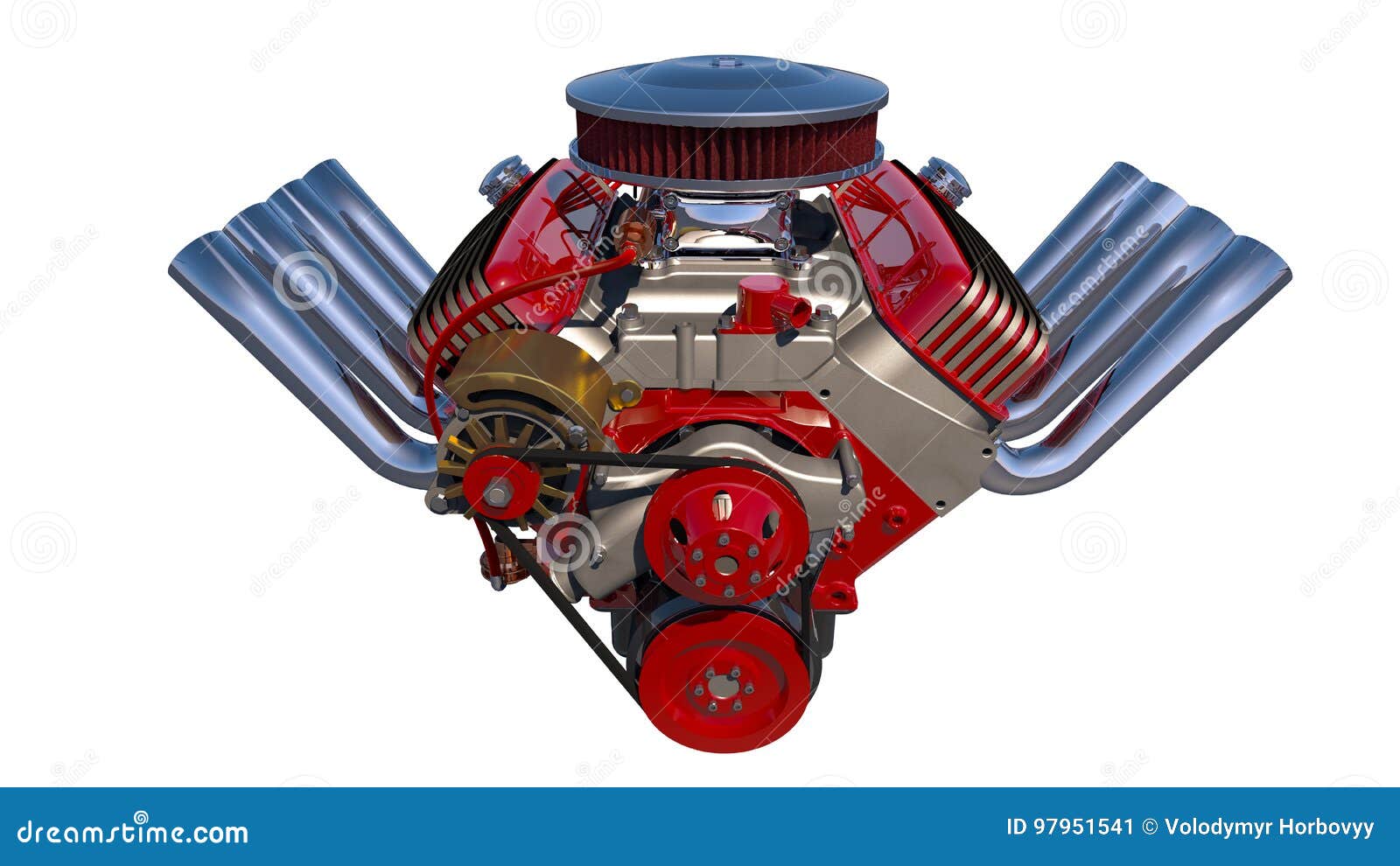 Hot Rod Engine Isolated. 3D Render Stock Illustration - Illustration of ...