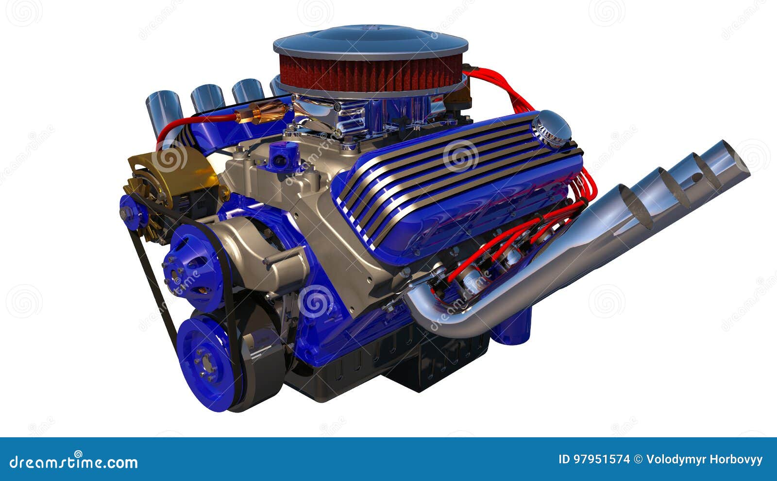Hot Rod Engine Isolated. 3D Render Stock Illustration - Illustration of ...