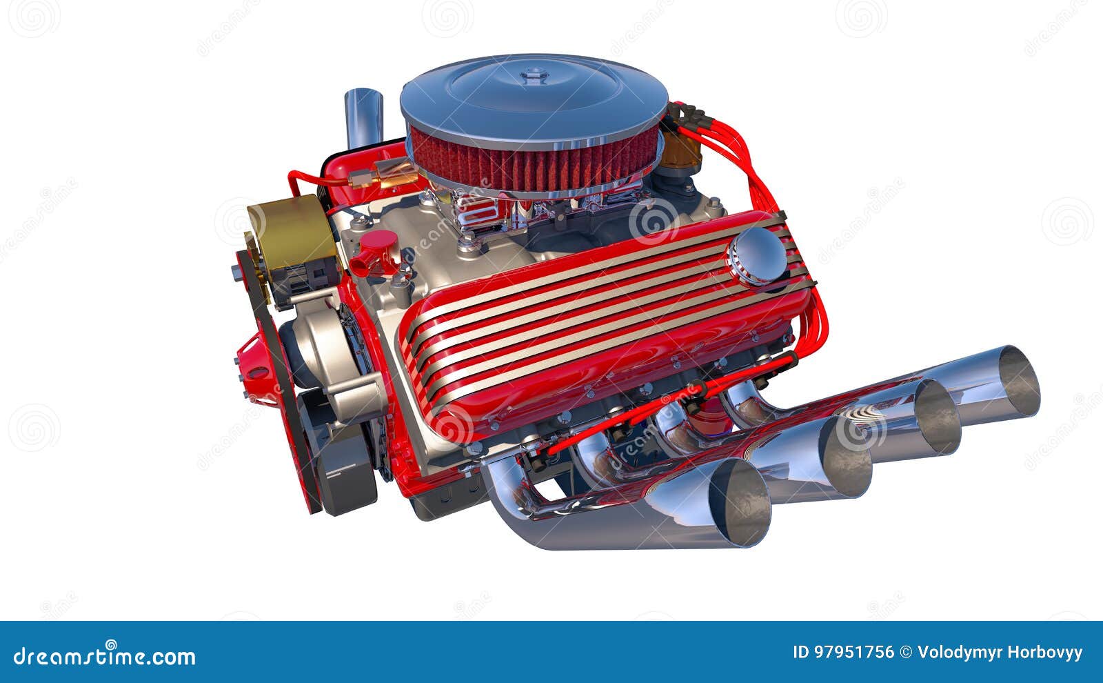 Hot Rod Engine Isolated. 3D Render Stock Illustration - Illustration of ...