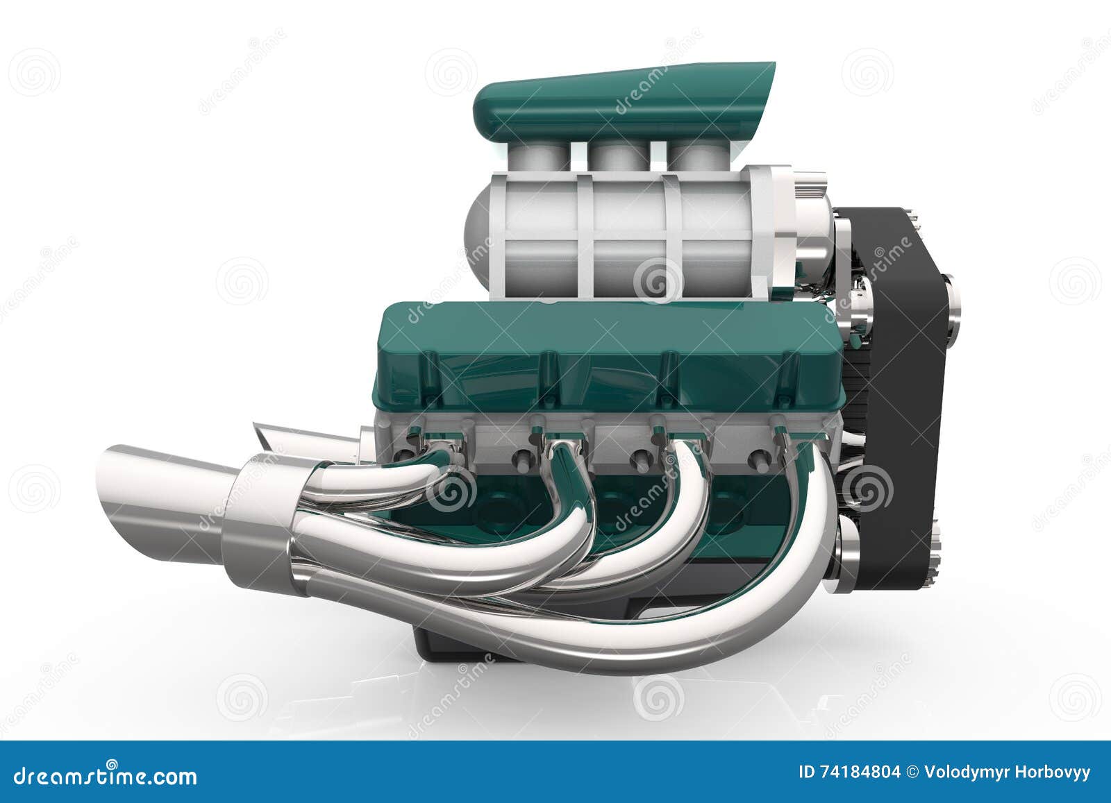 Hot Rod V8 Engine 3D Render Stock Photo - Image of racing, isolated ...