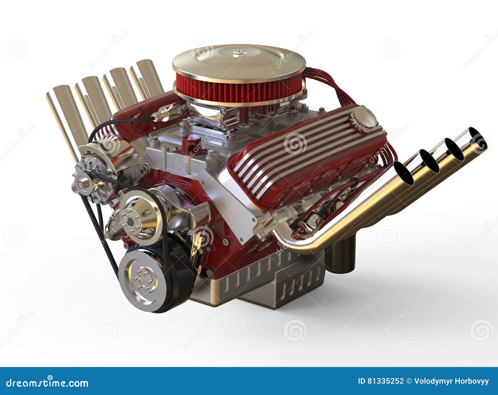 Hot Rod V8 Engine 3D Render Stock Illustration - Illustration of steel ...