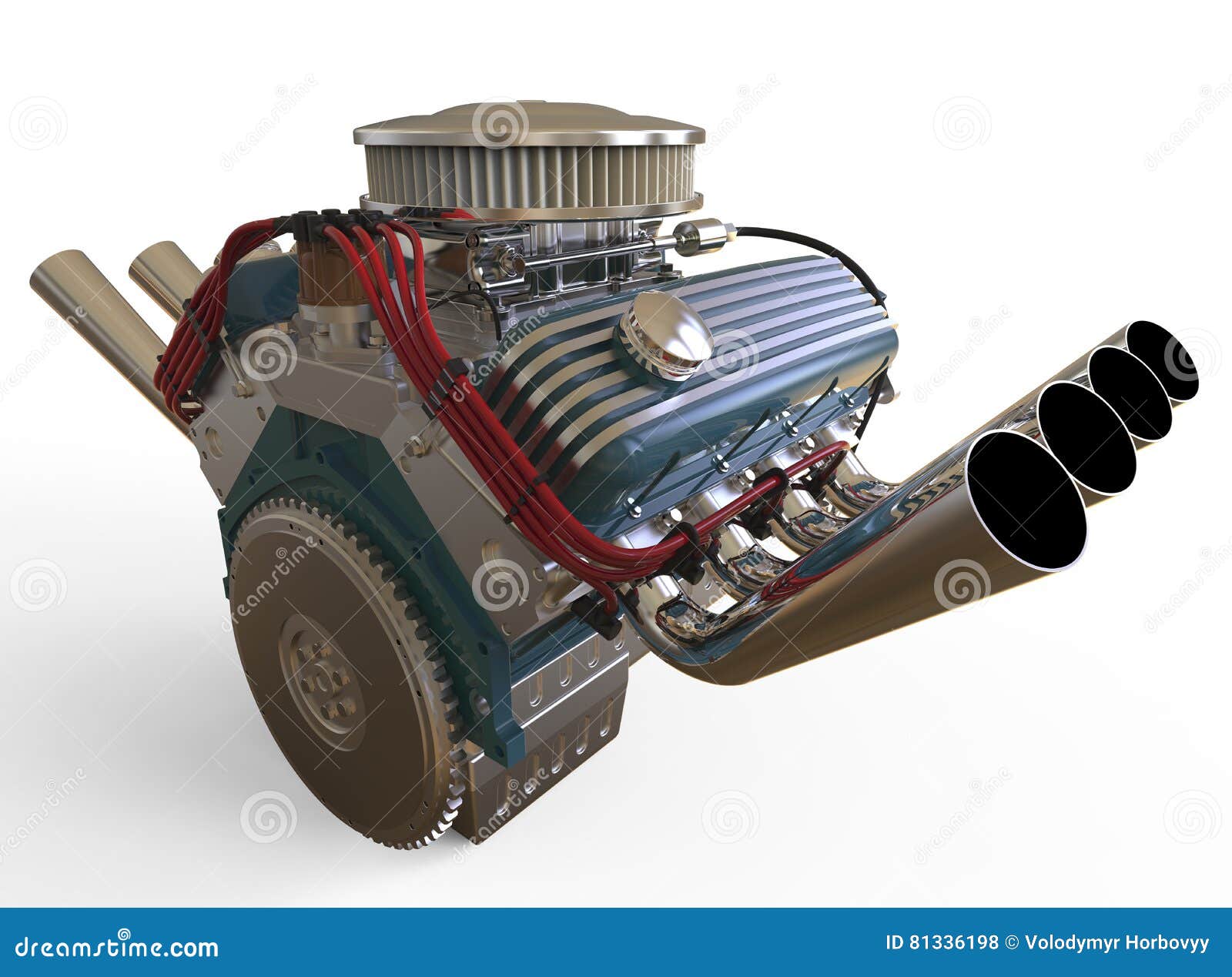 Hot Rod V8 Engine 3D Render Stock Illustration - Illustration of ...