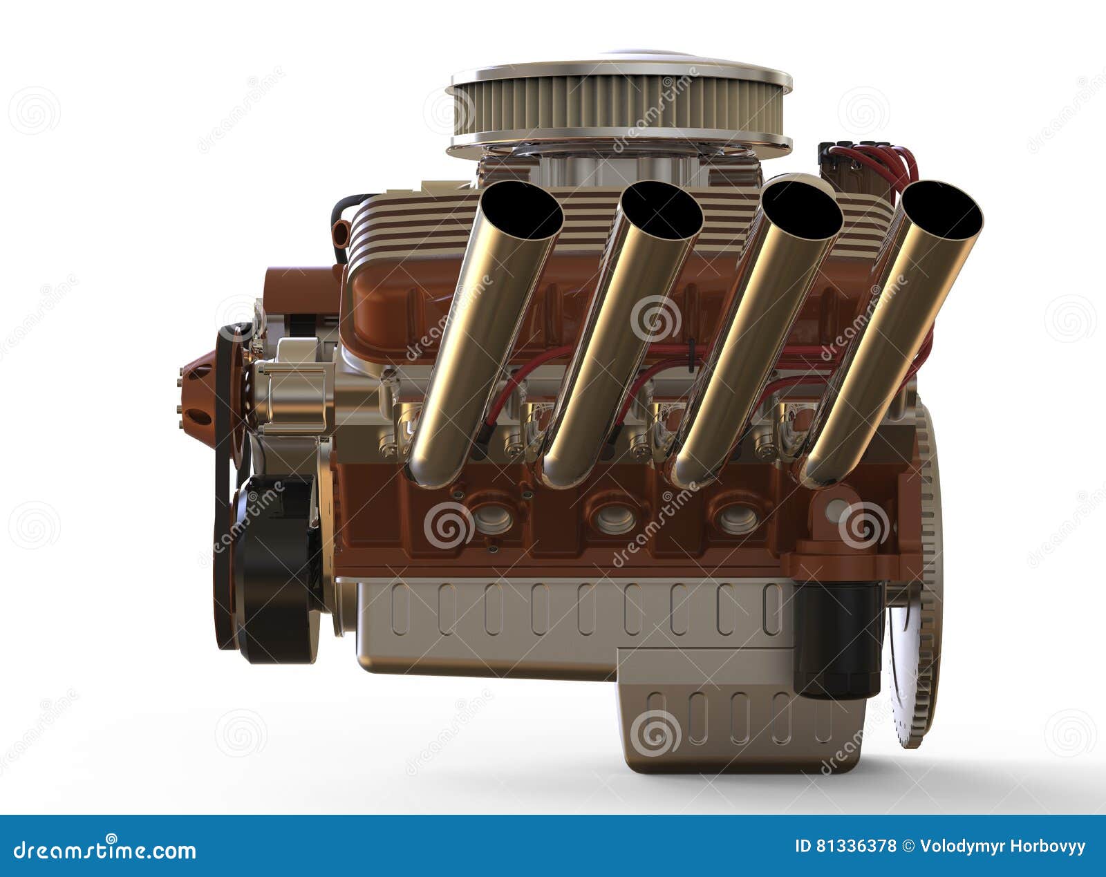 Hot Rod V8 Engine 3D Render Stock Illustration - Illustration of clean ...