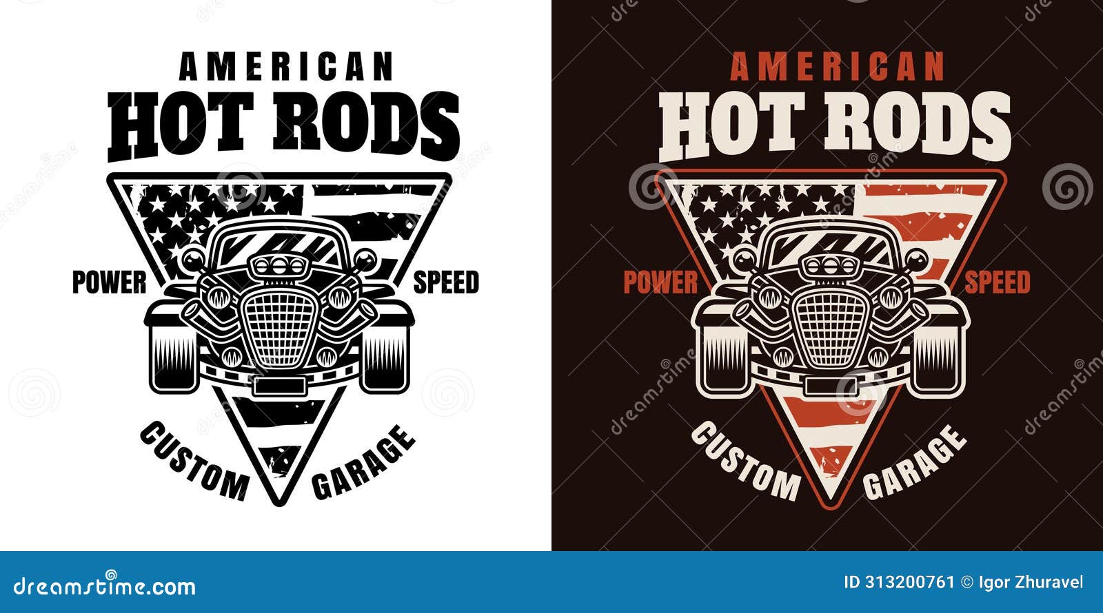 Hot Rod Vector Emblem, Label, Badge or Print in Two Styles Colored and ...