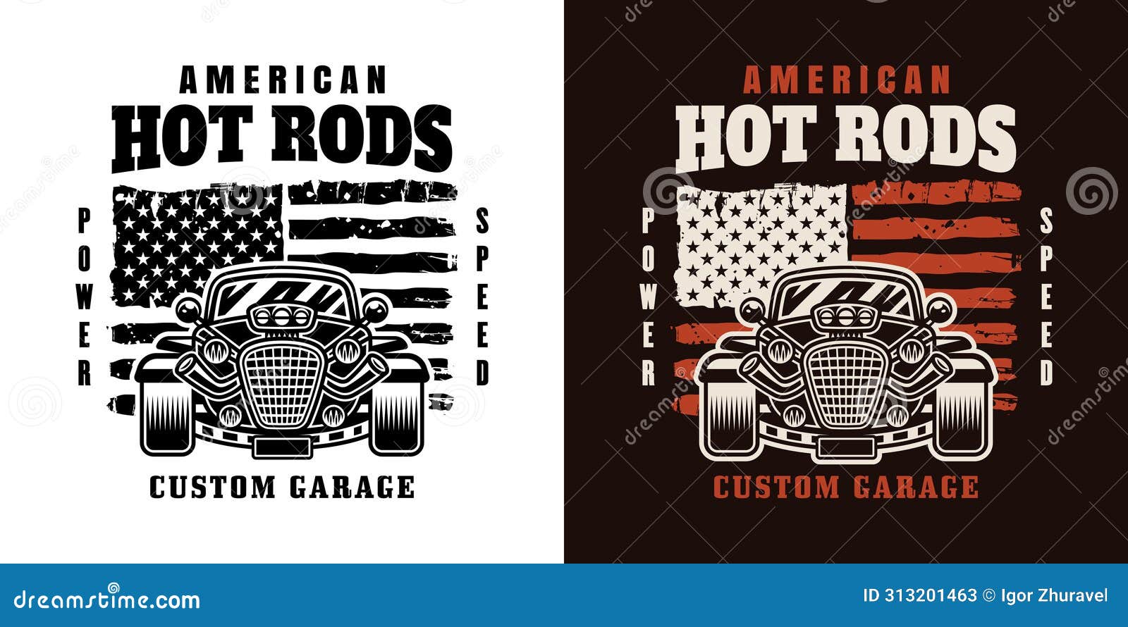 Hot Rod Vector Emblem, Label, Badge or Print in Two Styles Colored and ...