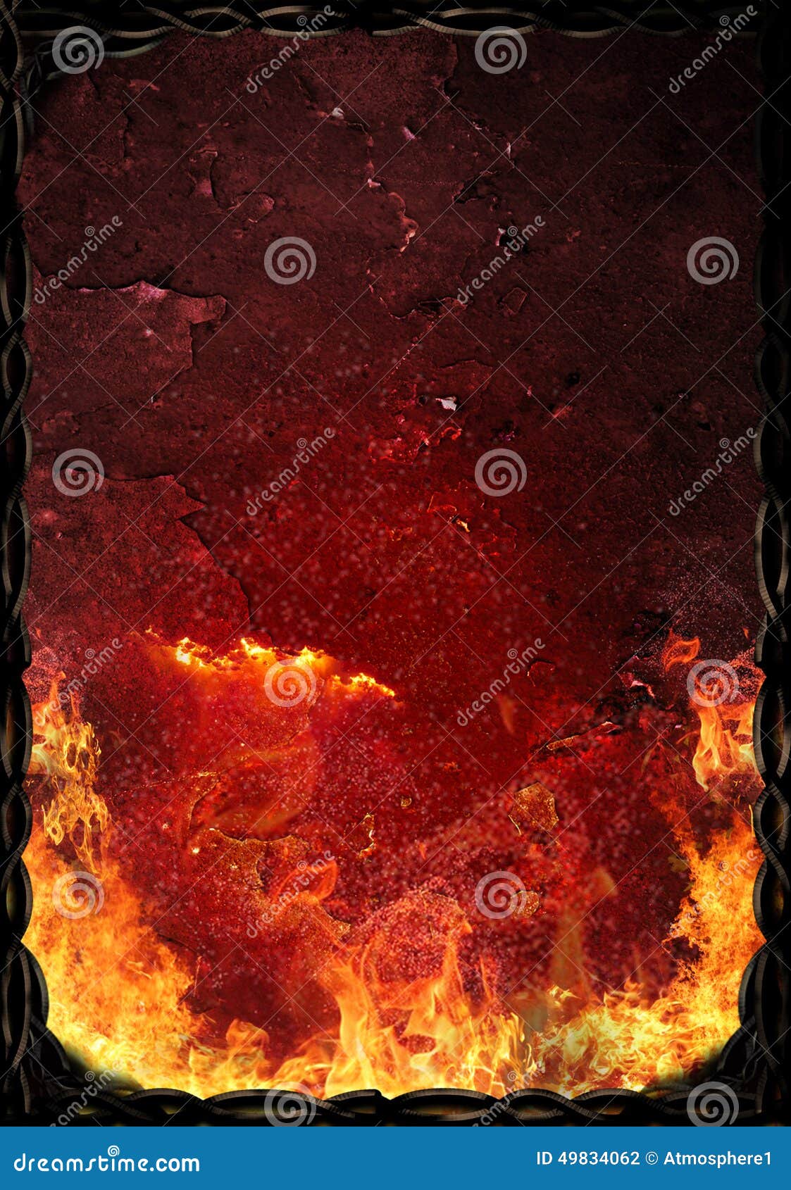 Hot Rusty Surface with Flames of Fire Stock Illustration - Illustration ...