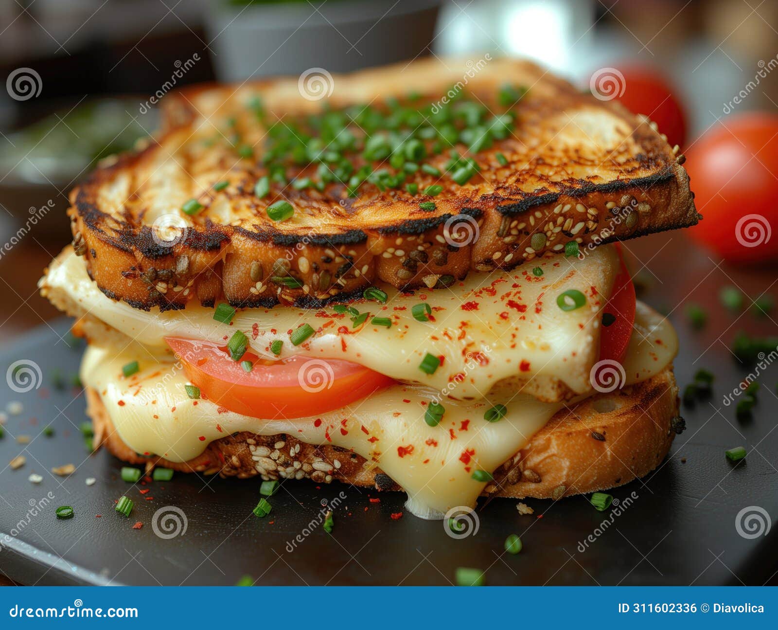Hot Sandwich with Melted Cheese Stock Illustration - Illustration of ...