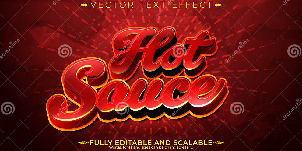 Hot Sauce Text Effect, Editable Chili and Pepper Text Style Stock ...