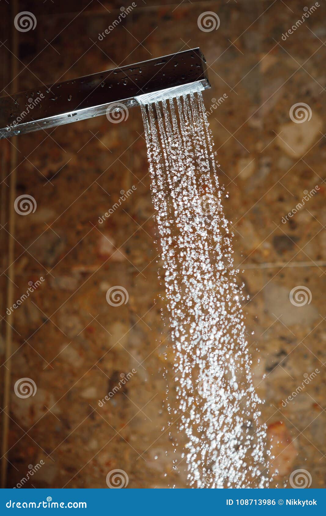 Hot Shower with Water Stream Stock Photo - Image of droplet, fresh ...