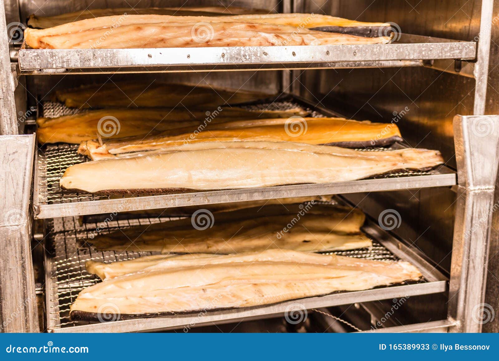 Hot Smoked Fish. Fish Production in Progress Stock Image - Image of ...