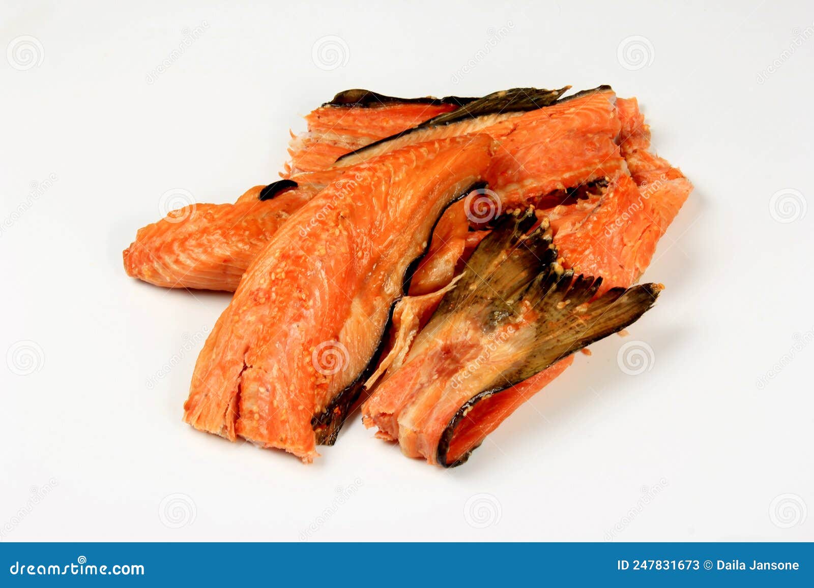 Hot Smoked Salmon, Trout Bones on White Background Stock Image - Image ...