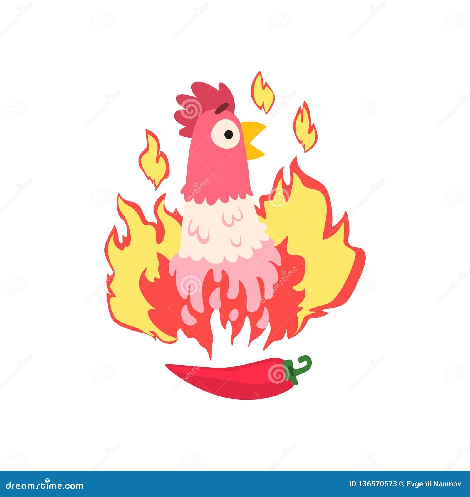 Hot Spicy Chicken With Fire And Chilli Pepper As Grill And Roast ...