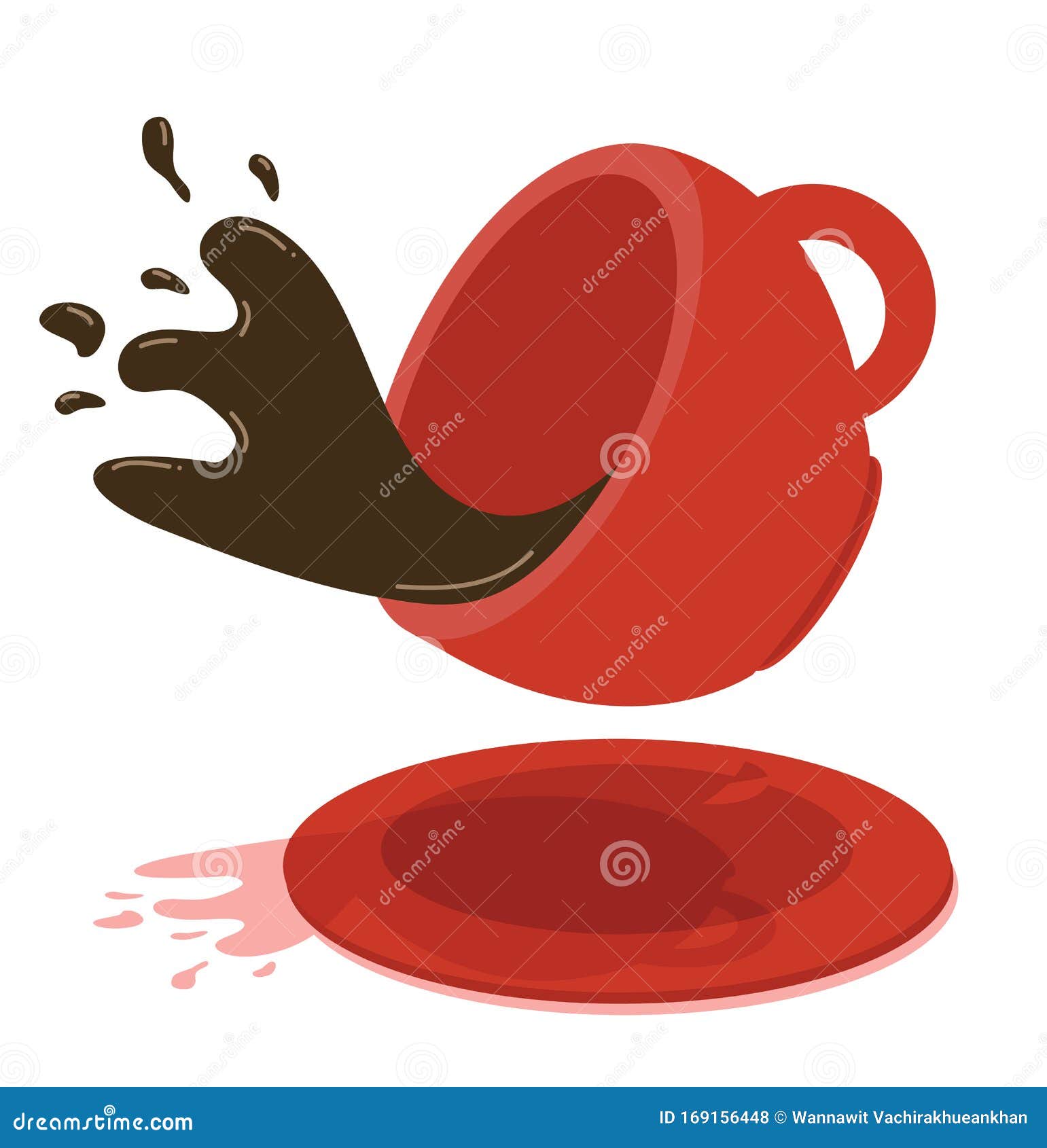 Hot Spilled Coffee Red Cup Vector Illustration Stock Vector