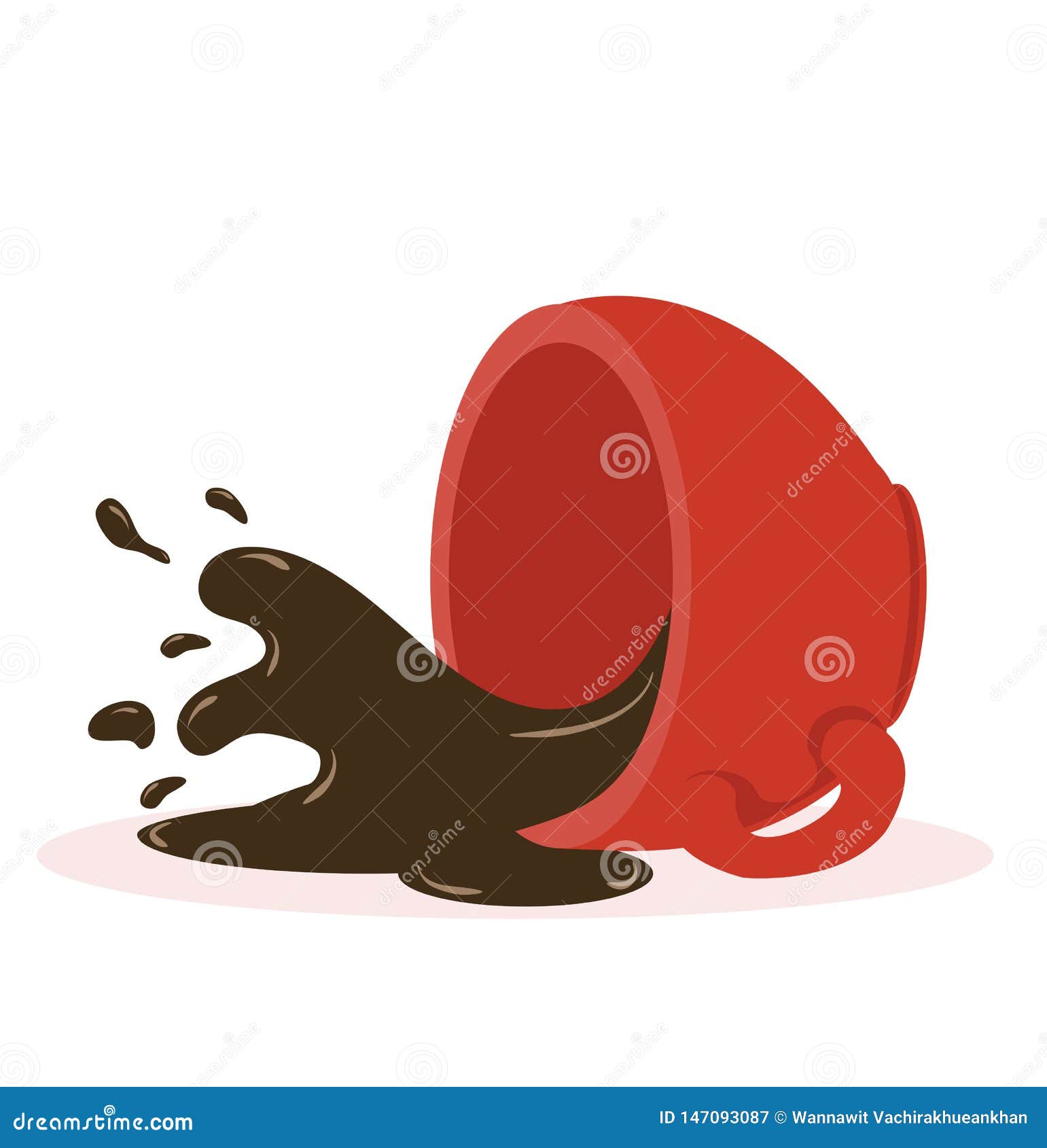 Hot Spilled Coffee Red Cup Vector Stock Vector Illustration Of Fresh