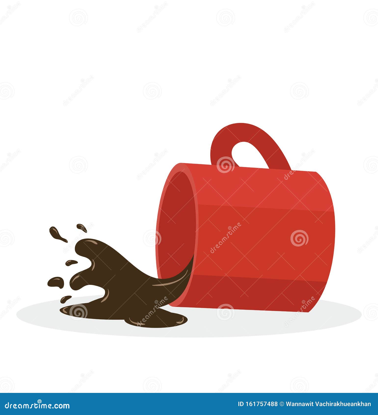Hot Spilled Coffee Red Mug Vector Stock Vector - Illustration of ...