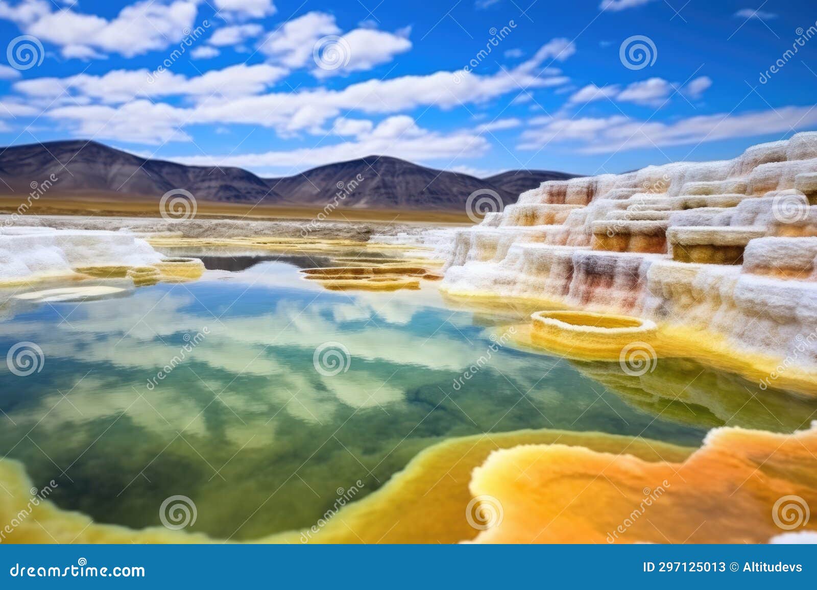 Hot Spring Bordered by Colorful Geothermal Deposits Stock Image - Image ...