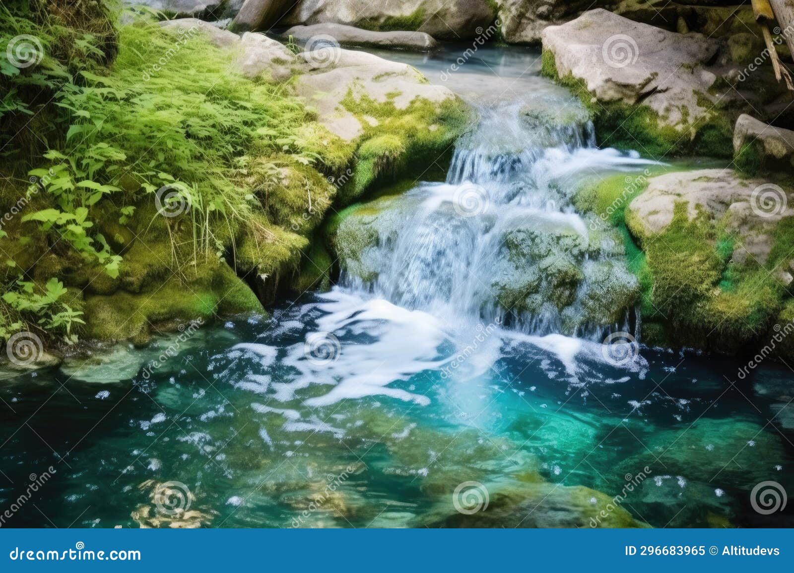 A Hot Spring Flowing Down As a Small Waterfall Stock Image - Image of ...