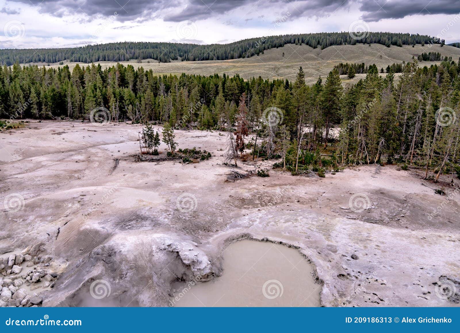 Hot Spring and Geiser in Yellowstone National Par Stock Image - Image ...