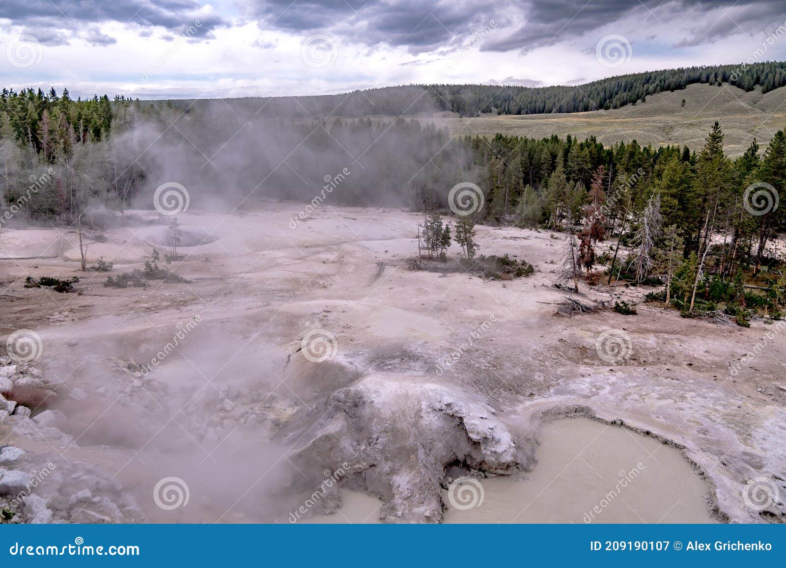 Hot Spring and Geiser in Yellowstone National Par Stock Image - Image ...