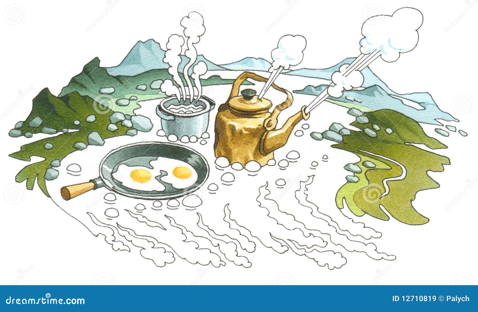Hot spring (Geyser) stock illustration. Illustration of nature - 12710819