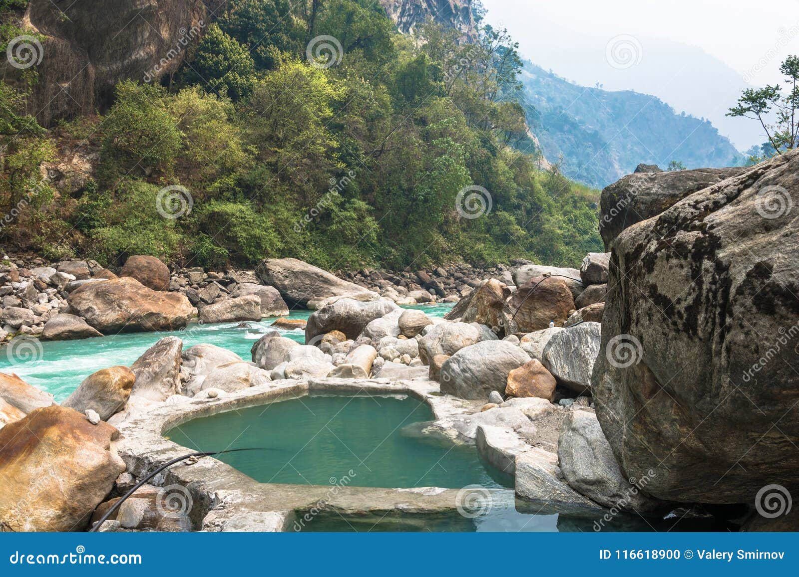 Hot Spring in the Himalayas. Stock Photo - Image of health, natural ...