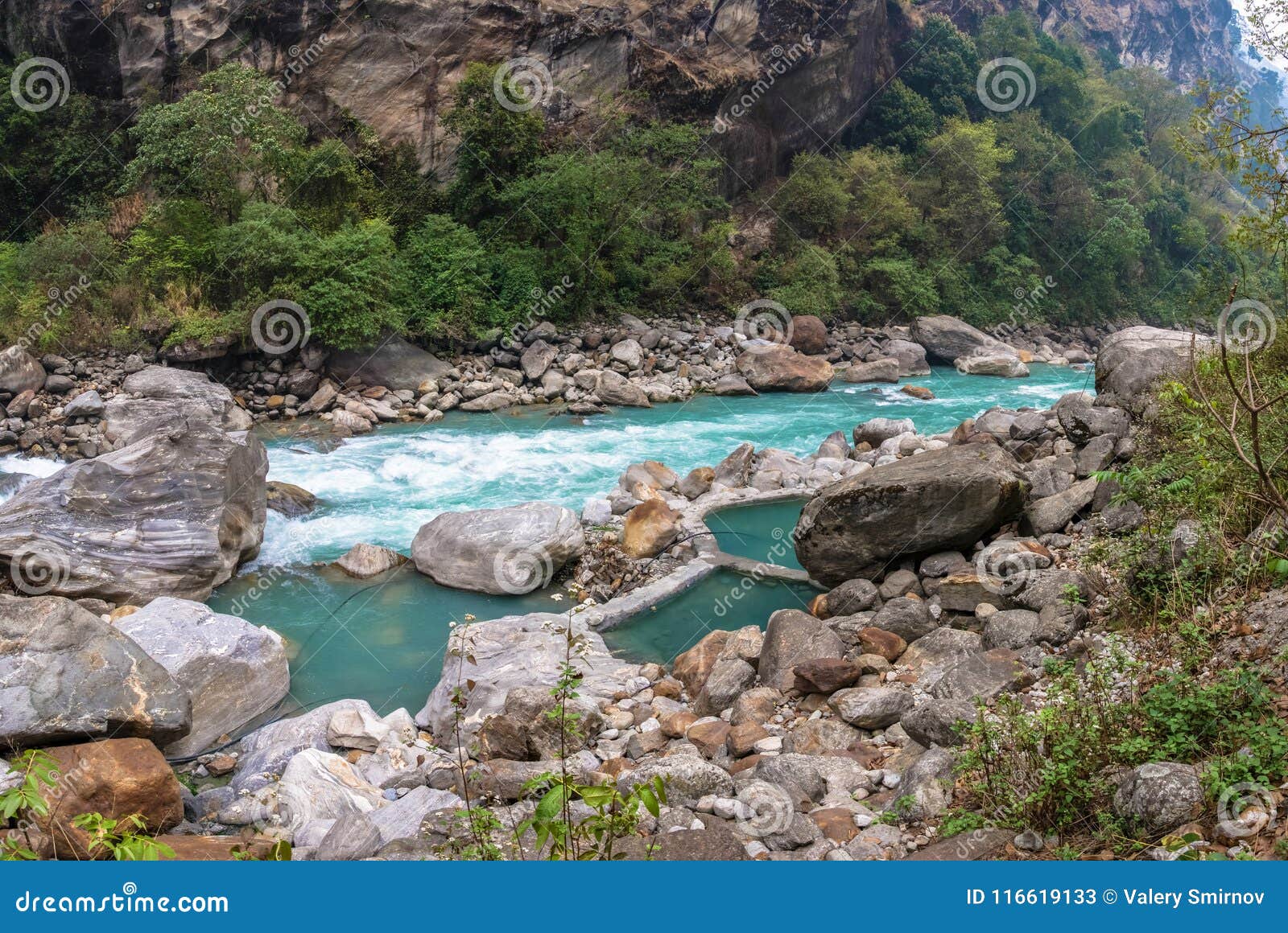 Hot Spring in the Himalayas. Stock Image - Image of healthy, green ...