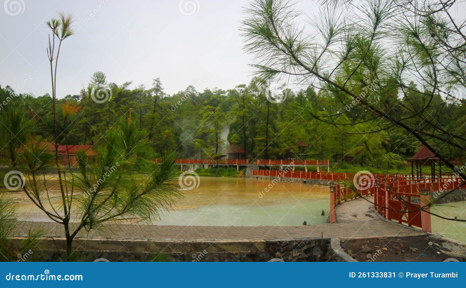 Hot Spring Lake with Green Trees Stock Image - Image of europa, resting ...