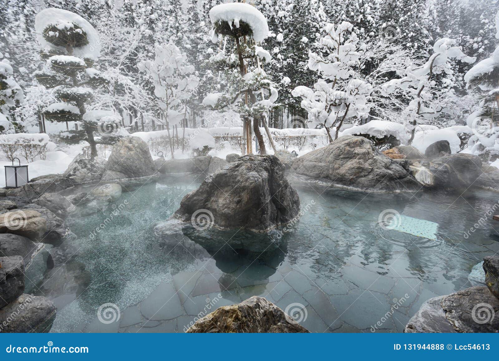 Hot spring with Snow stock photo. Image of japan, snowfall - 131944888