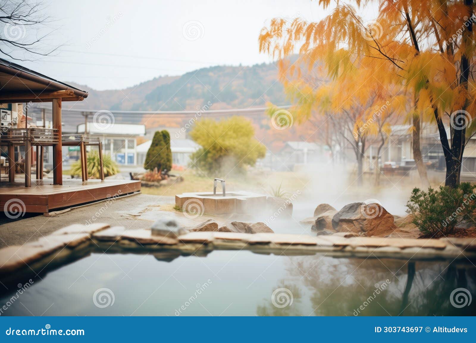 Hot Spring with Steam Shrouded Foliage in the Background Stock Image ...