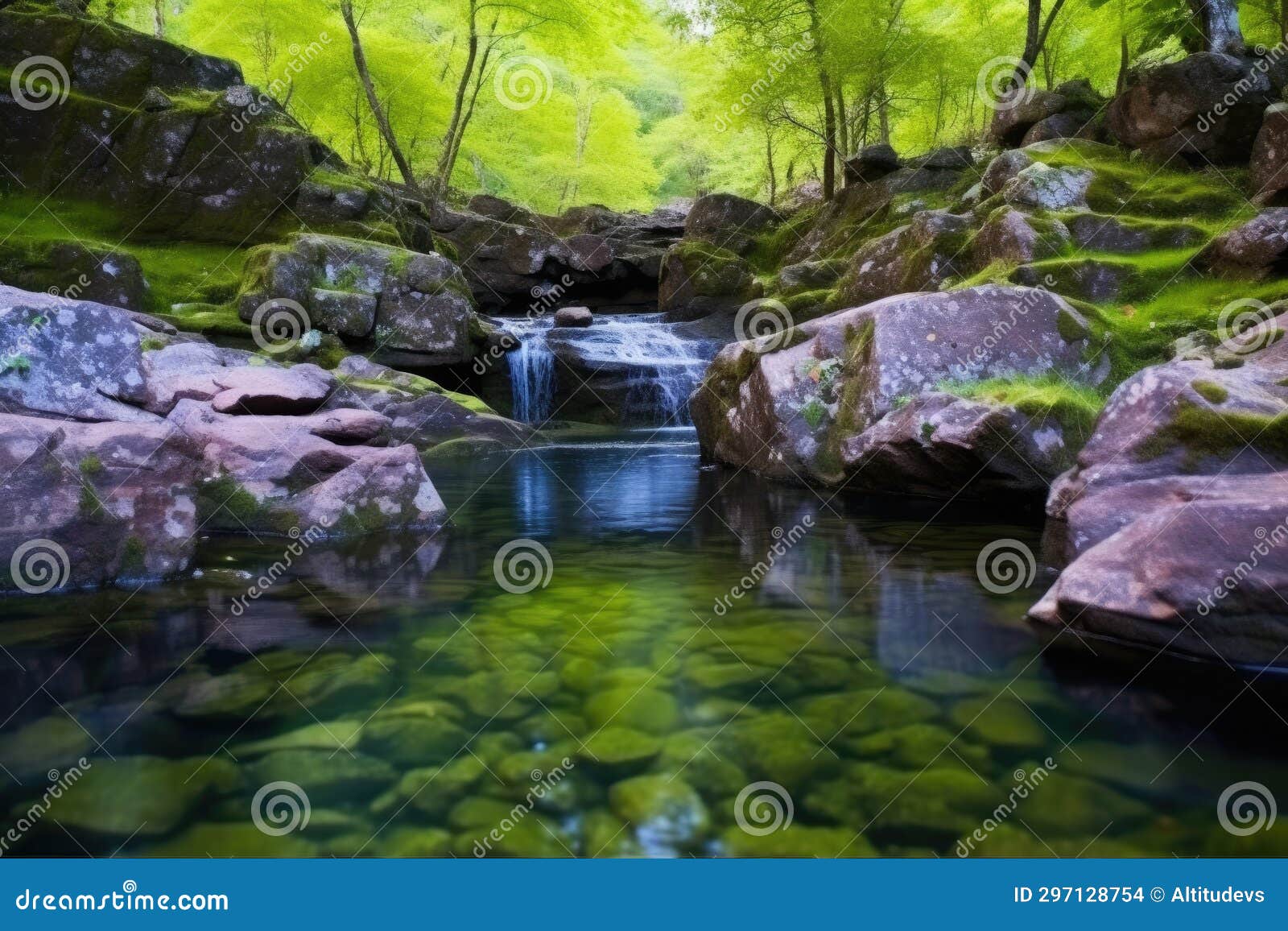 Hot Spring Surrounded by Moss-covered Rocks Stock Photo - Image of ...