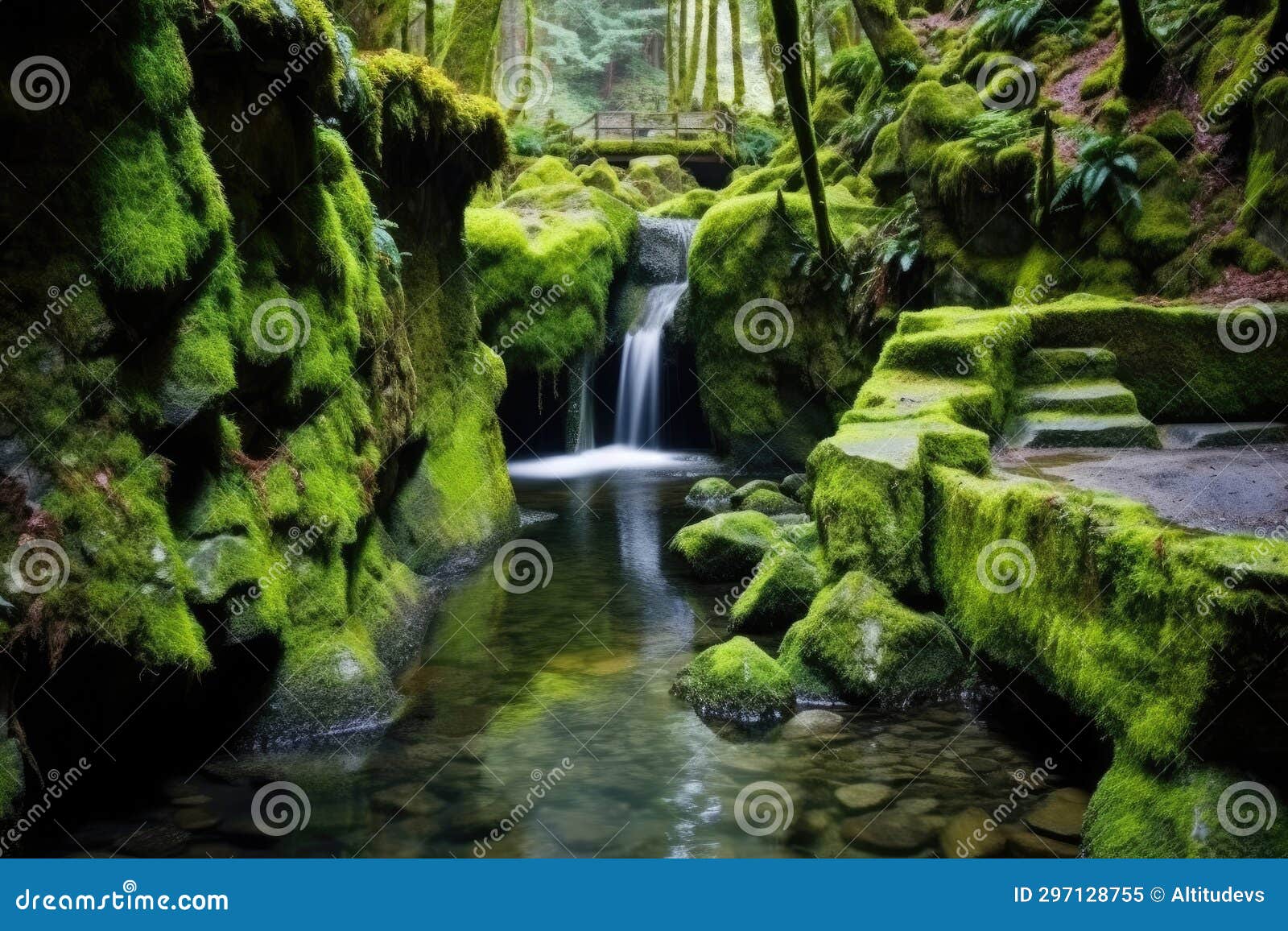 Hot Spring Surrounded by Moss-covered Rocks Stock Image - Image of ...