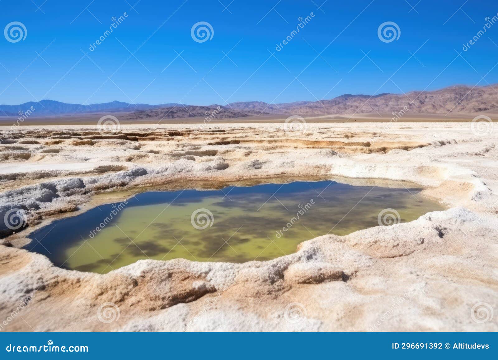 Hot Spring Surrounded by Sparse Desert Landscape Stock Photo - Image of ...