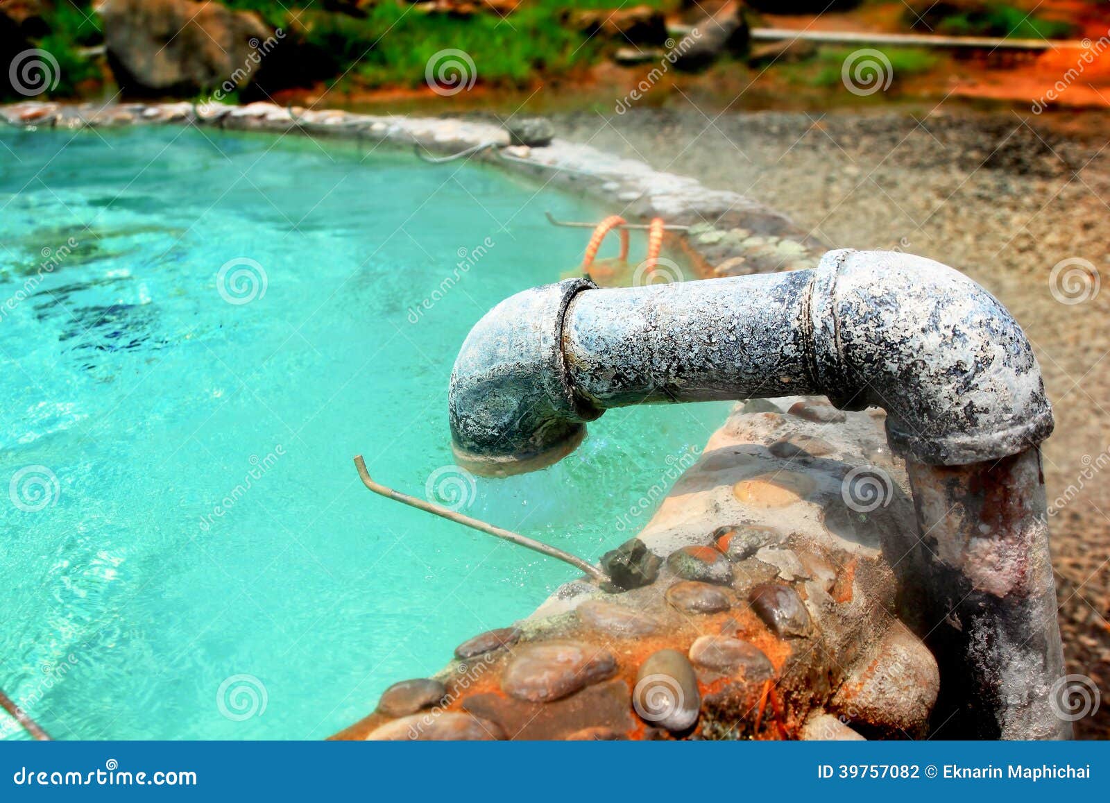 Hot spring water stock photo. Image of pipe, water, landscape - 39757082